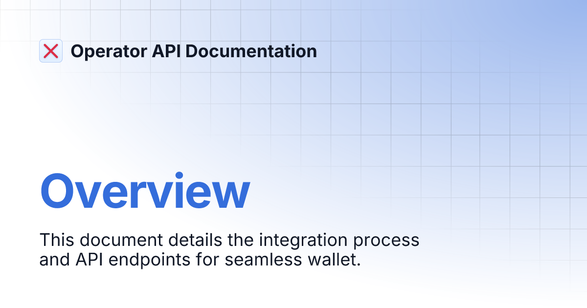 Overview Operator Api Documentation